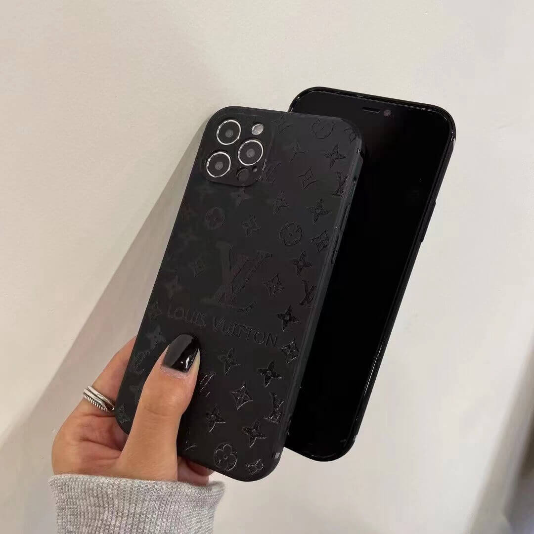 Louis Vuitton Slim Black Case for iPhone 16 15 11 12 13 14 Pro Max Xs ...