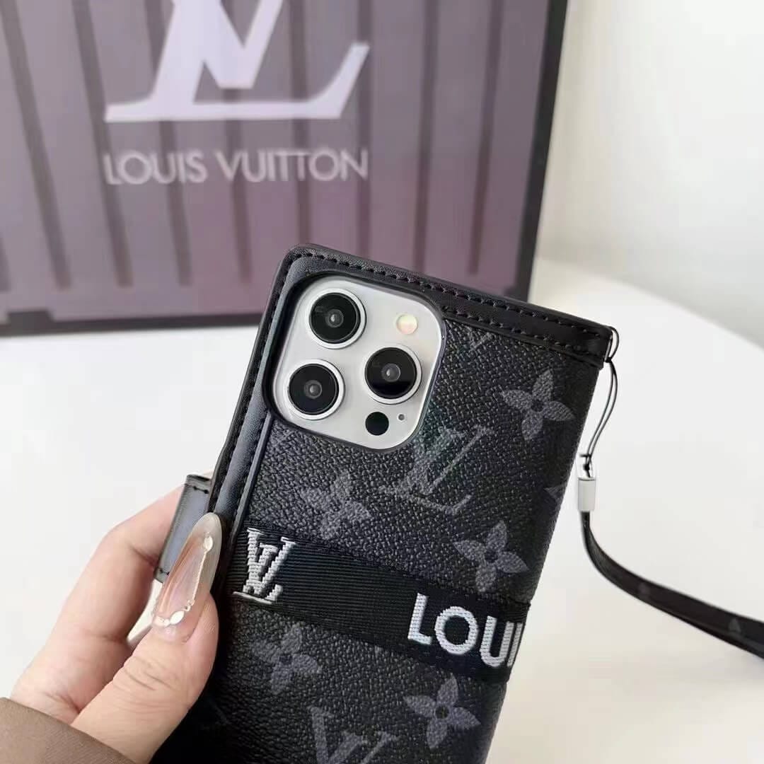 Custom Louis Vuitton Wallet Folio Leather Case for iPhone 16 15 12 13 ...