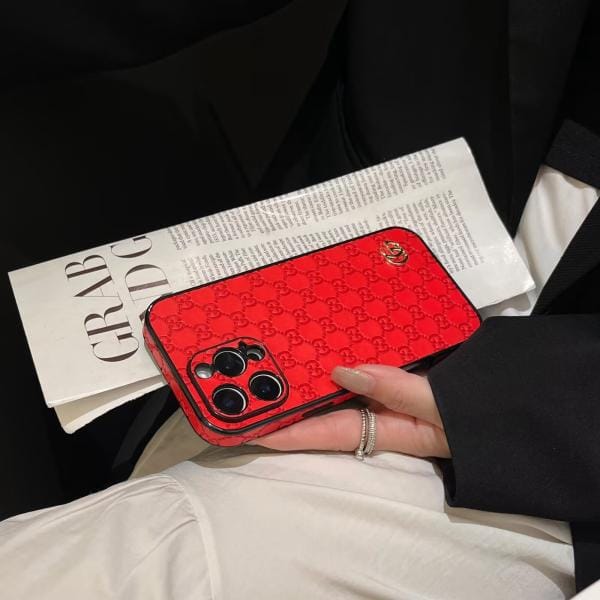 Gucci Imprint Leather Thin iPhone Case