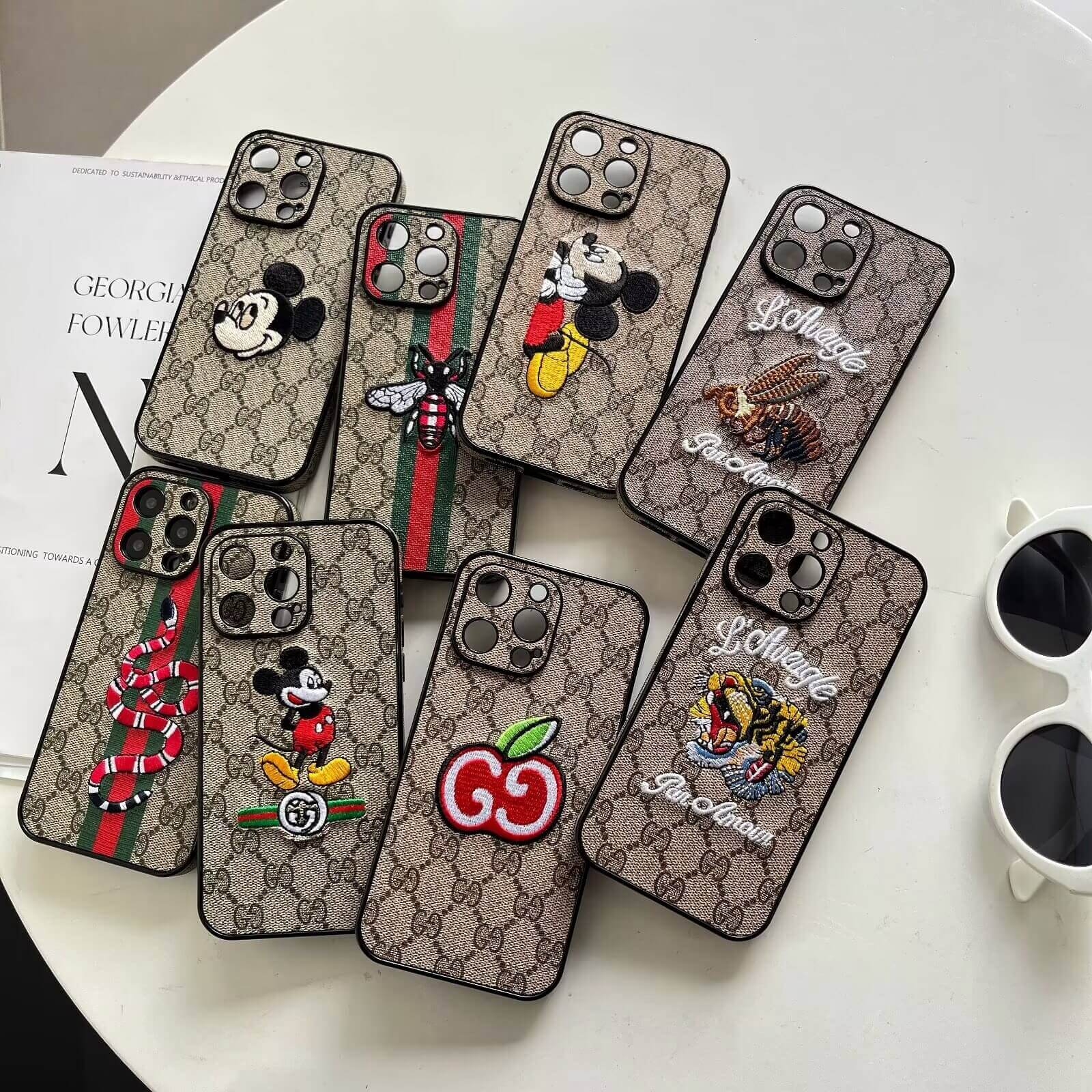 Handcrafted Premium Gucci Animal Embroidered Full Cover Phone Case ...