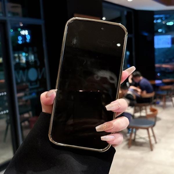 iPhone 15 Series Slim Wallet Case – Gold Frame & Card Holder