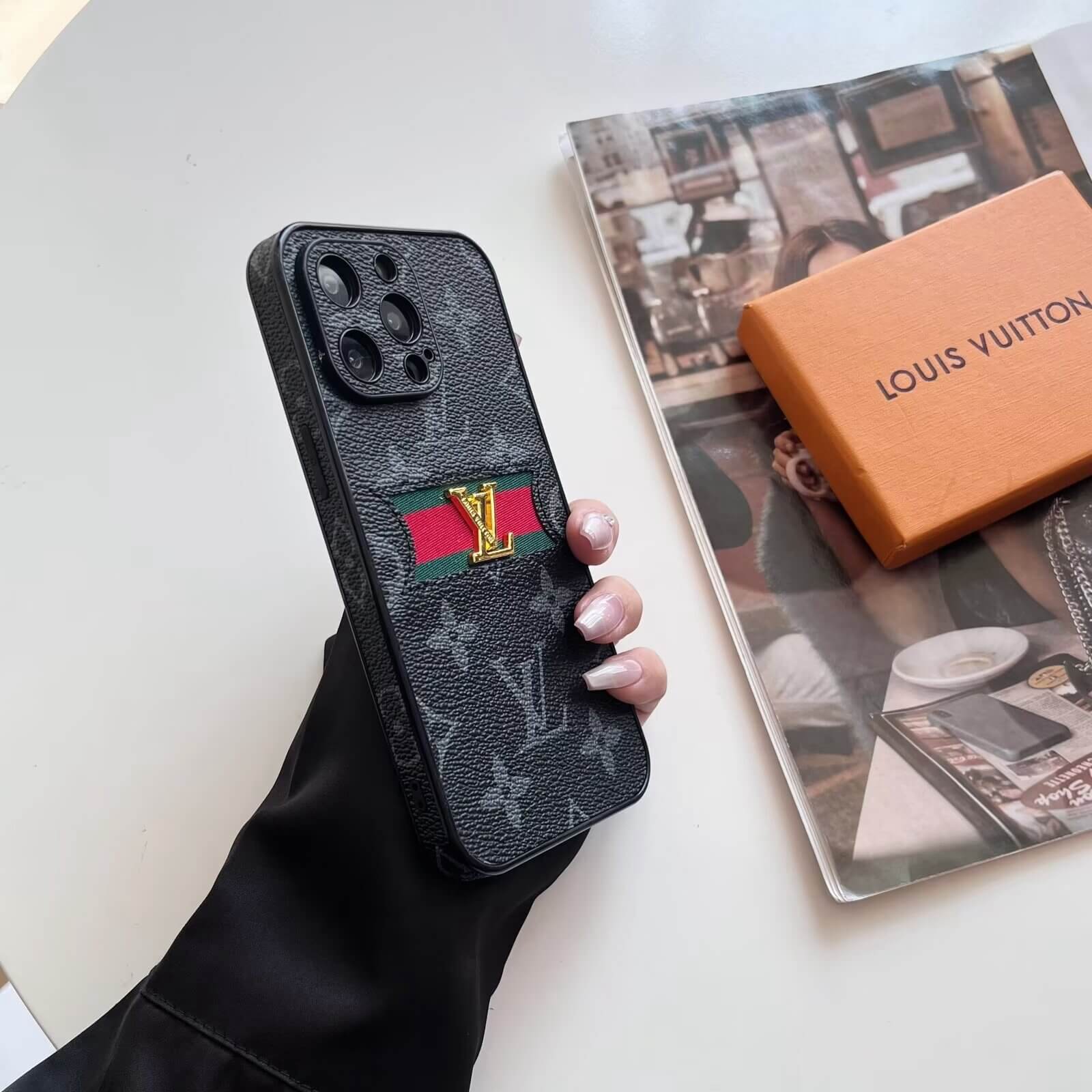 Fashionable Louis Vuitton Stripe Leather Thin iPhone Case - Luxury ...