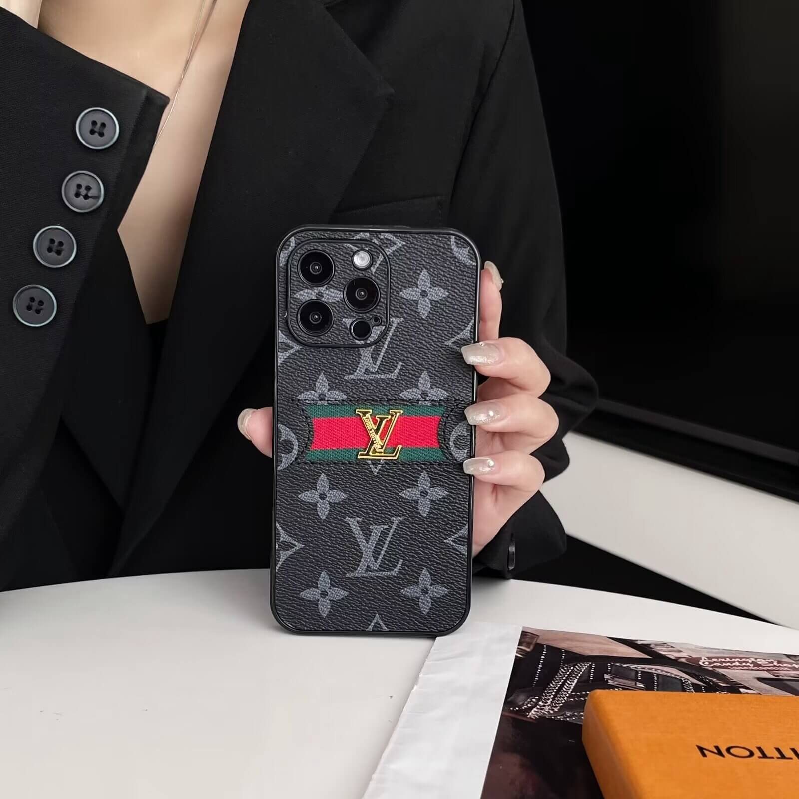 Fashionable Louis Vuitton Stripe Leather Thin iPhone Case - Luxury ...