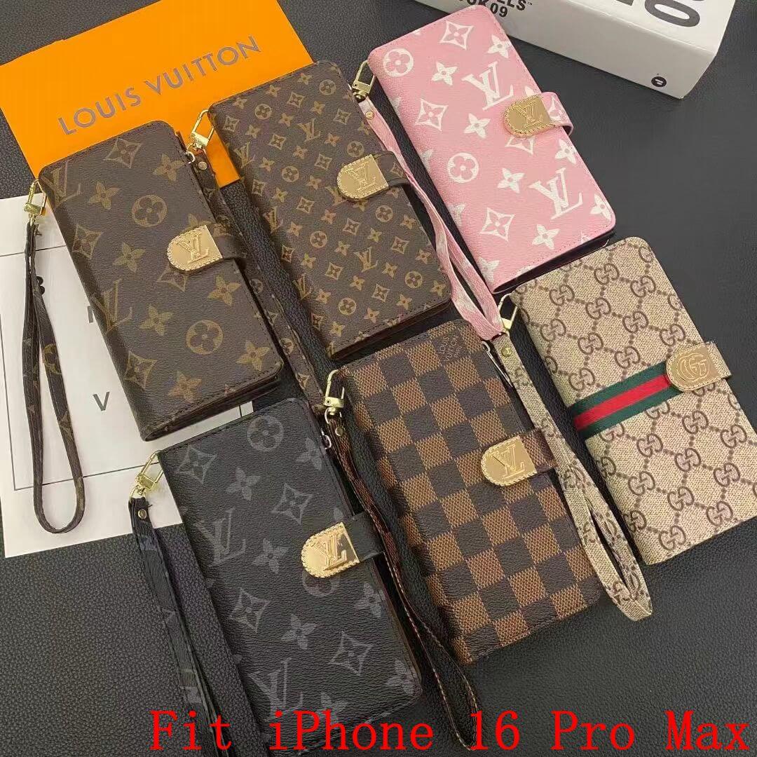 Louis Vuitton Zipper Wallet Folio Case for iPhone 16 Pro Max