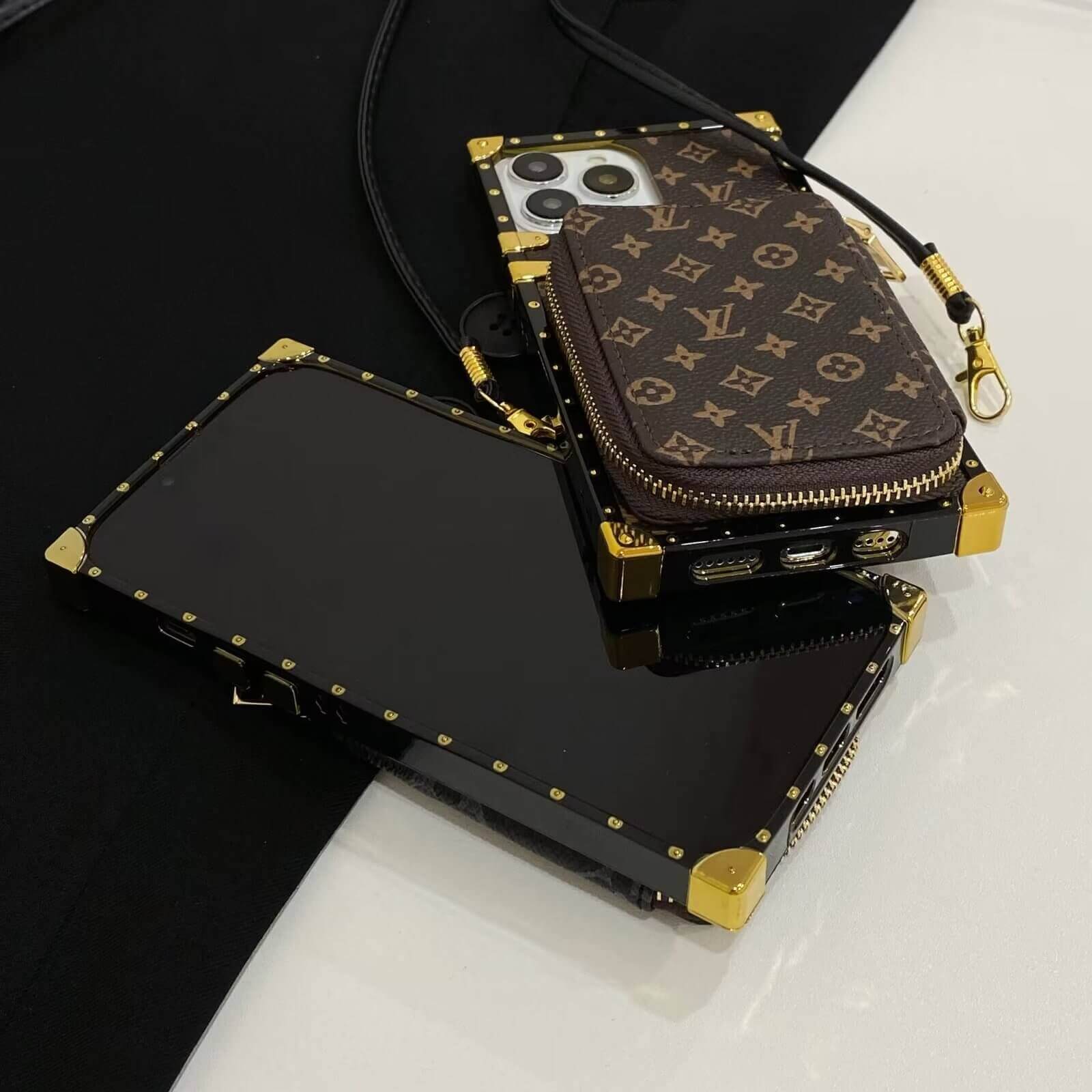 Louis Vuitton Eye Trunk Wallet Case for iPhone 17 16 15 14 13 12 11 Pro Max 7 8 Plus